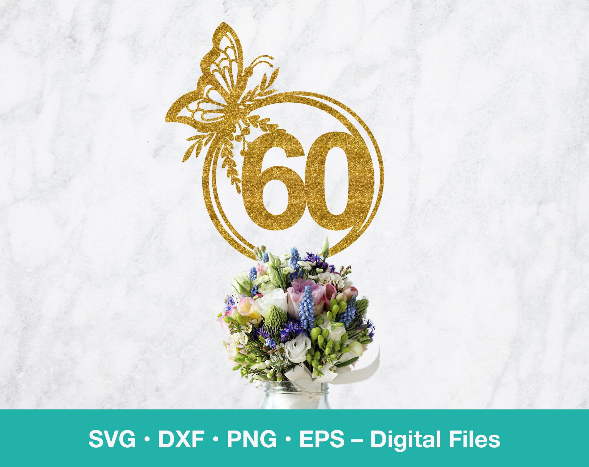60th birthday svg Butterfly SVG Cake Topper Geometric svg | Etsy