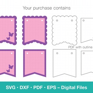 Butterfly SVG Banner; Scalloped Birthday Pennant Flag; Party Bunting ...