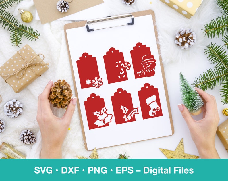 Christmas Ornament Gift Tag SVG; Holiday Bundle Template, Svg Files for ...