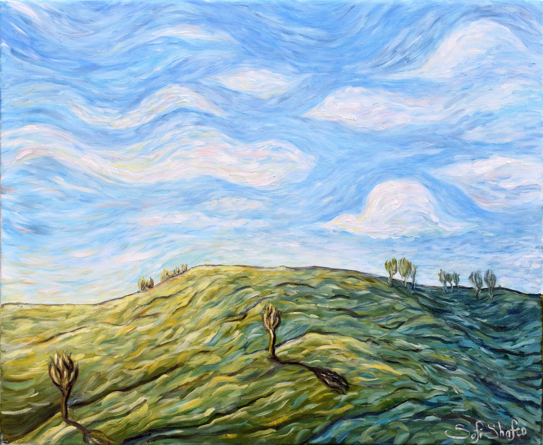 Van Gogh Style Landscape Painting: Original Acrylic Tree Art on Canvas ...