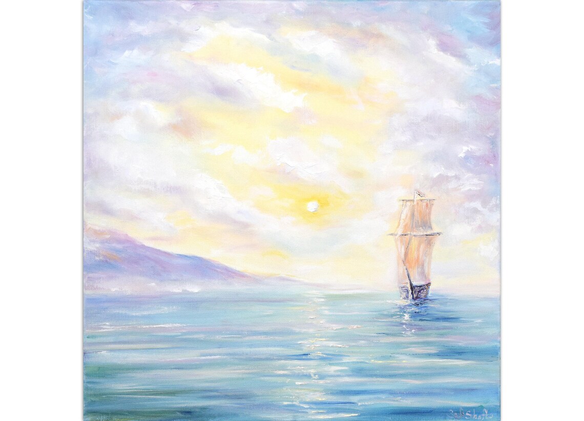 Seascape Painting Sailing Ship Original Artwork Canvas - Etsy
