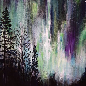 Northern Lights Painting Night Sky Original Acrylic Artwork Minnesota ...