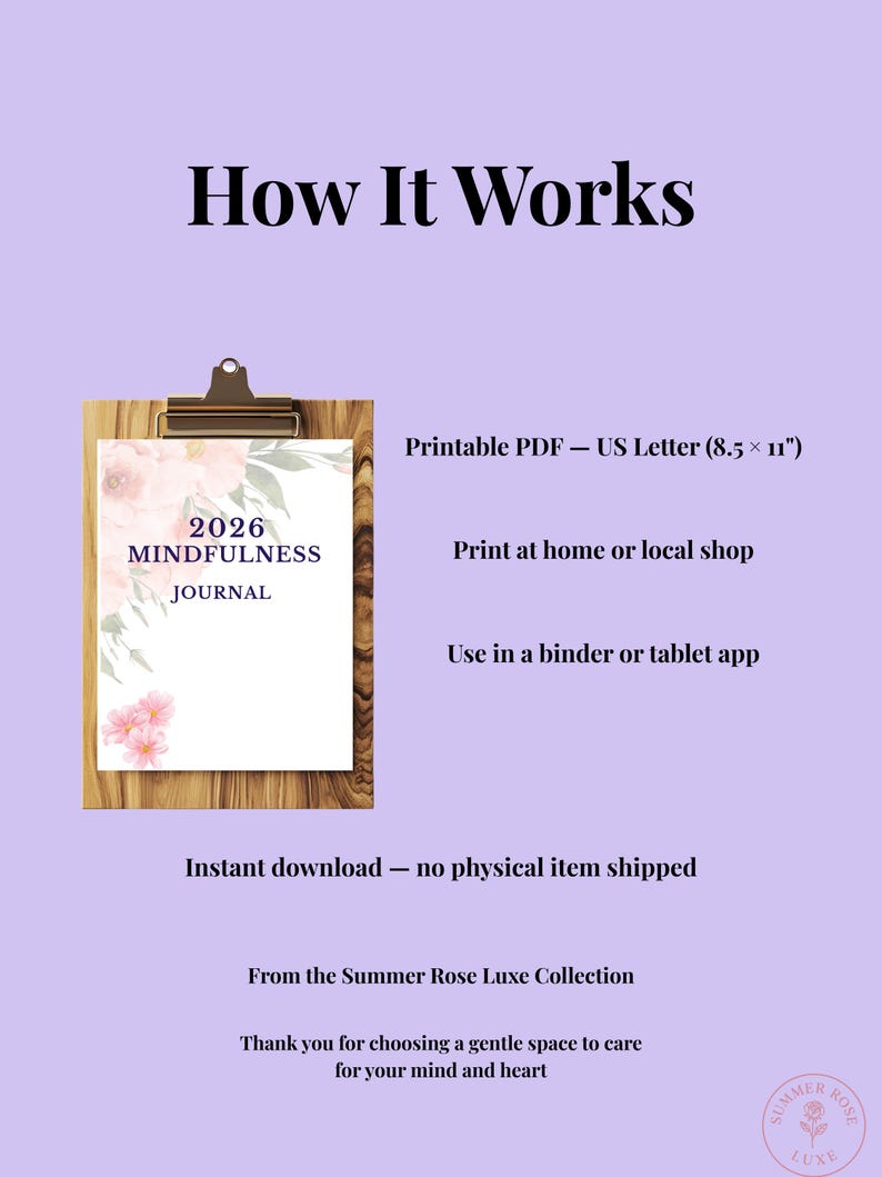 Printable 2026 Mindfulness & Mental Health Journal | Anxiety Tracker ...