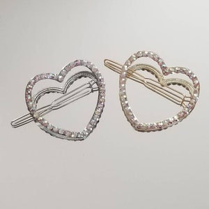 Heart Hair Clips, Hand-embellished Rhinestone Studded Heart Hair Clips ...