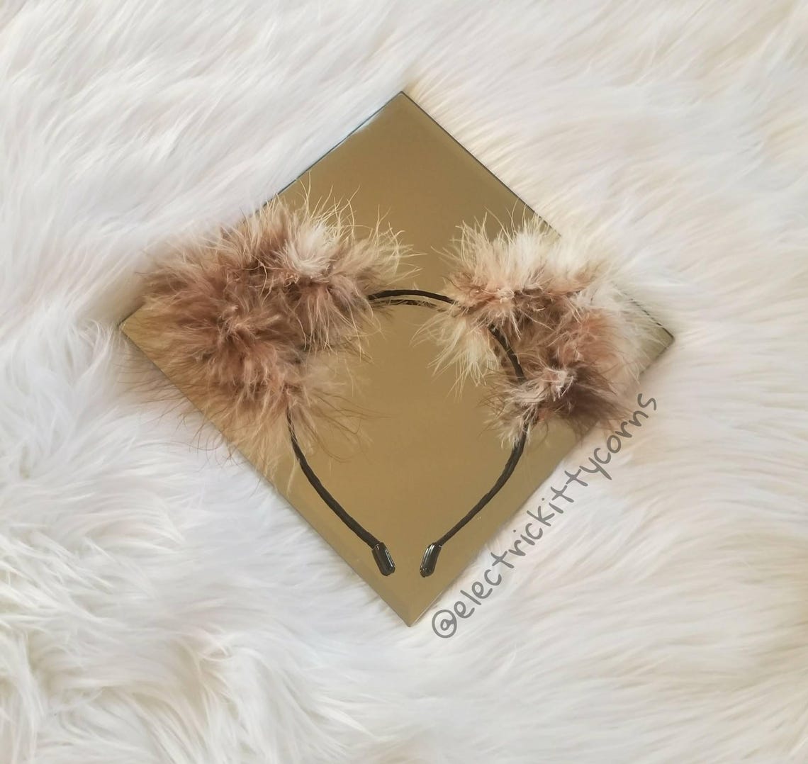 Rainbow fluffy Cat Ears Leopard Cat Ears Fluffy Cat Ears | Etsy