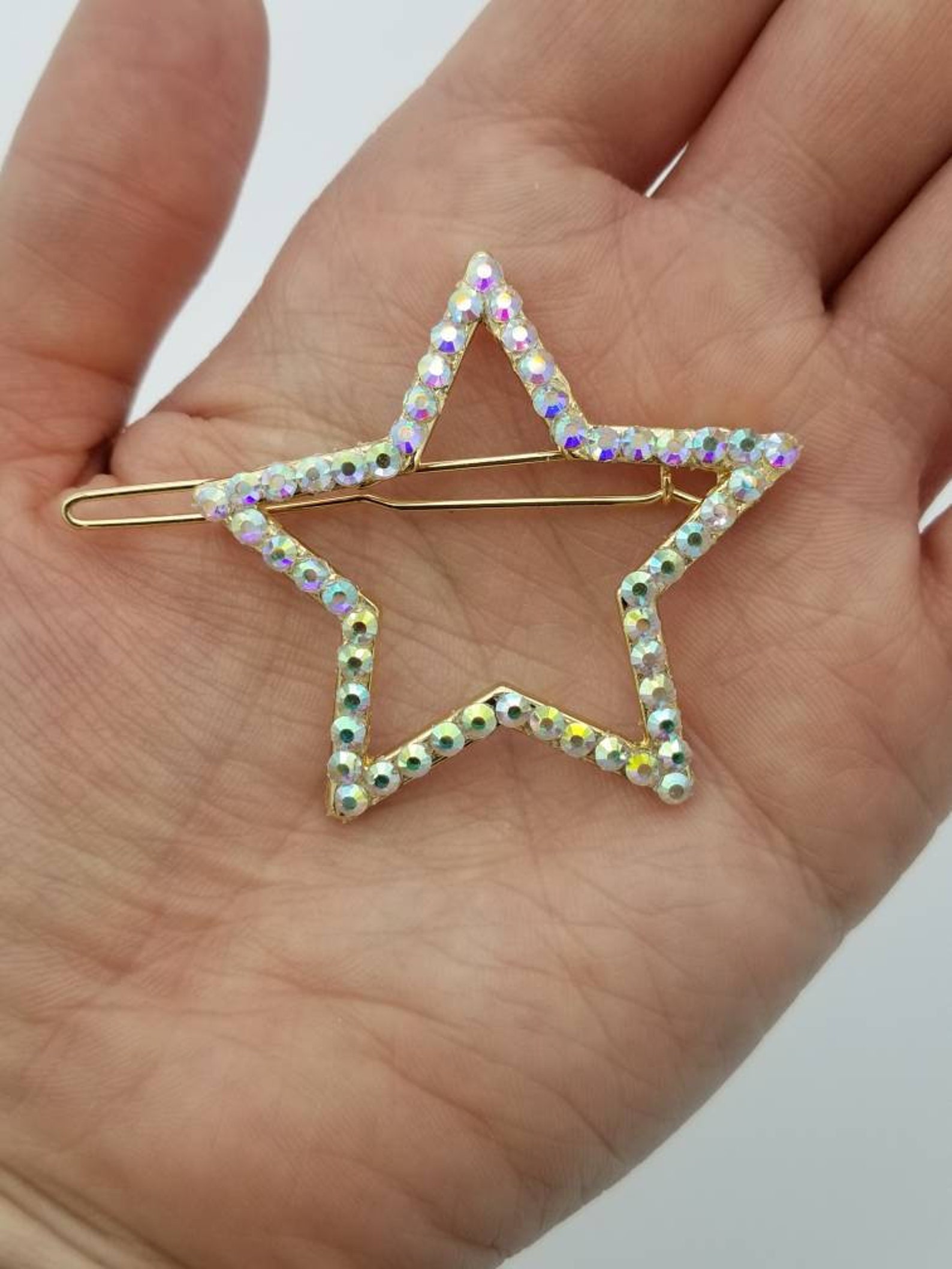 Star Hair Clips, Hollywood Star Hair Clip, Studded Rhinestone Hair Clip ...