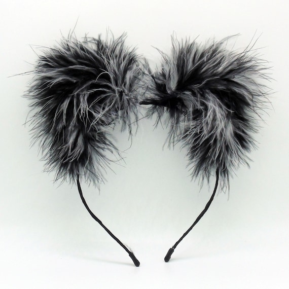 Zebra Fluffy Ears Zebra Fluff Kittycorn Ears Black and White | Etsy
