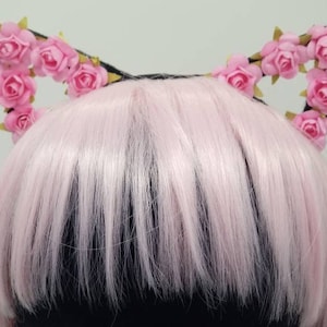 Flower Cat Ears Headband, Rose Cat Ears, Pink Flower Cat Ears, Purple ...