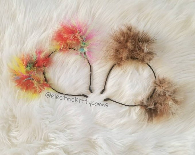 Rainbow Fluffy Cat Ears Leopard Cat Ears Fluffy Cat Ears - Etsy