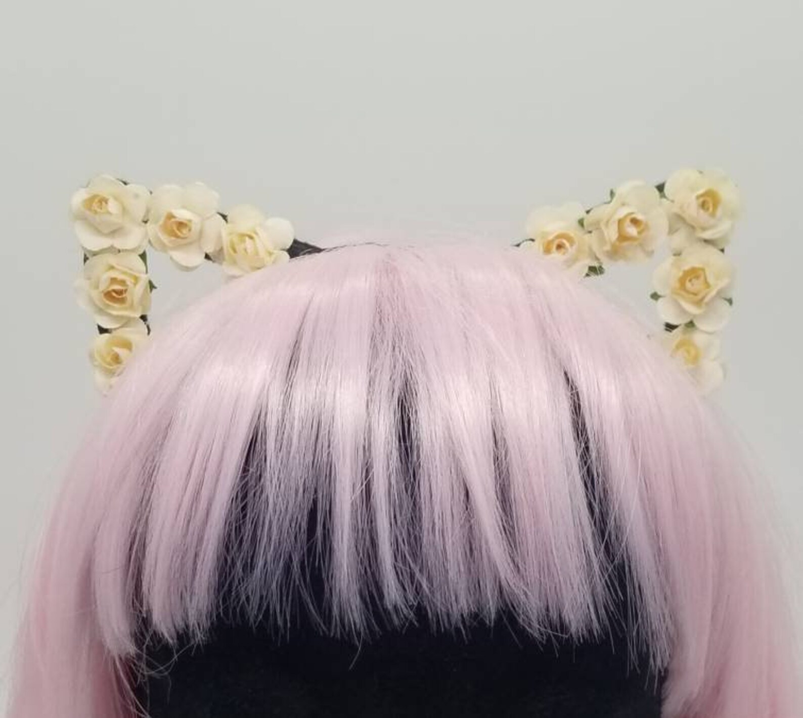 Flower Cat Ears Headband, Rose Cat Ears, Pink Flower Cat Ears, Purple ...