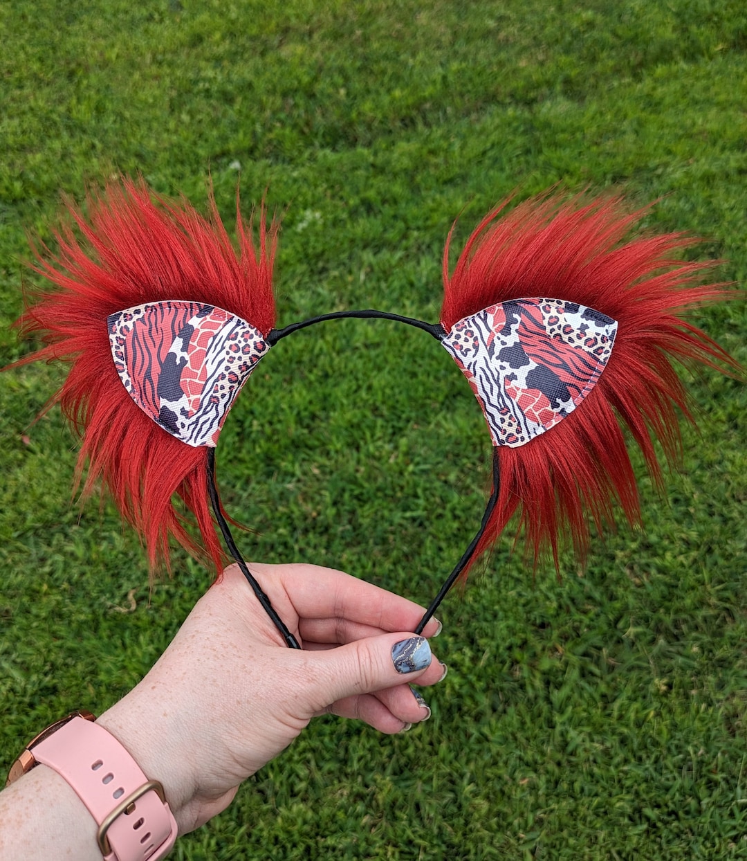 Animal Print Cat Ears With Faux Fur, Wild Cat Kittycorn Ears, Mixed ...