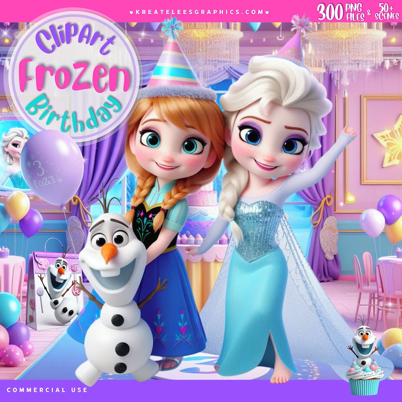 Baby Frozen BIRTHDAY Princess Clipart 300 DPI High-resolution for ...