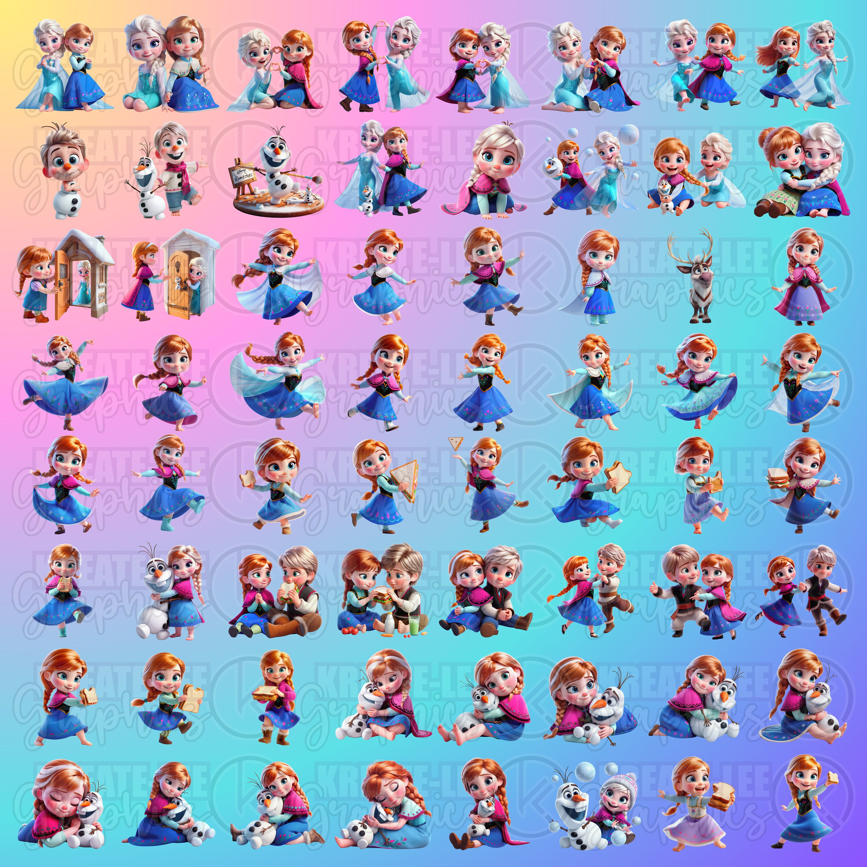 BABY Frozen Princess Clipart 300 DPI Transparent Background for ...