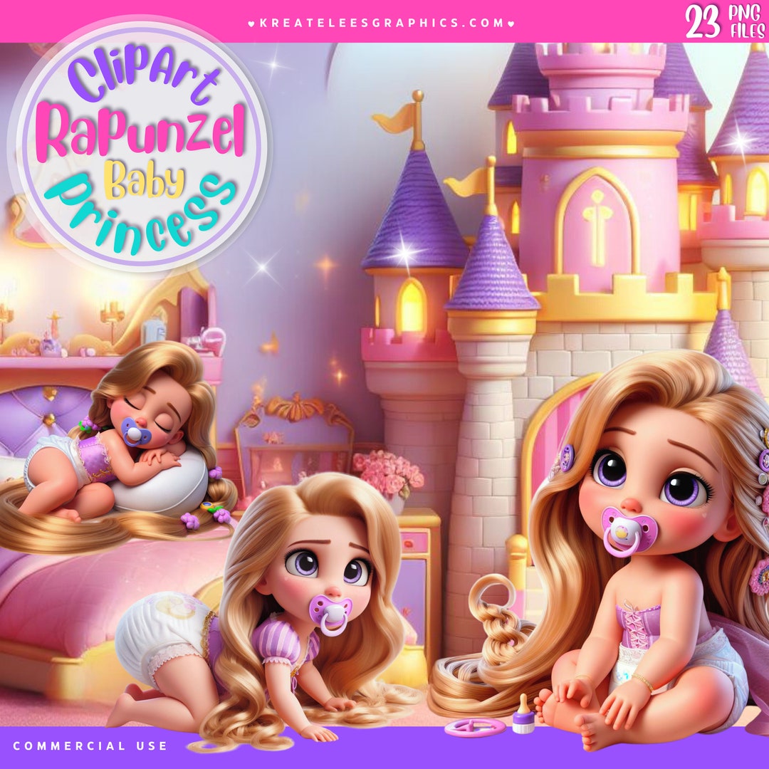 Baby Princess Rapunzel Tangled Party Clipart PNG Full Commercial Use ...