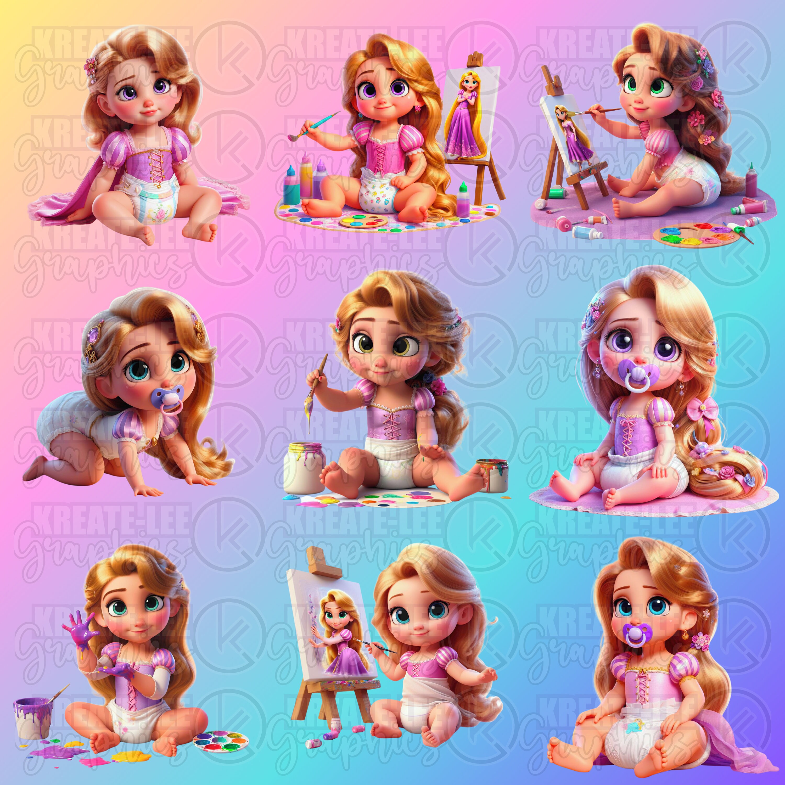 Baby Princess Rapunzel Tangled Party Clipart PNG Full Commercial Use ...