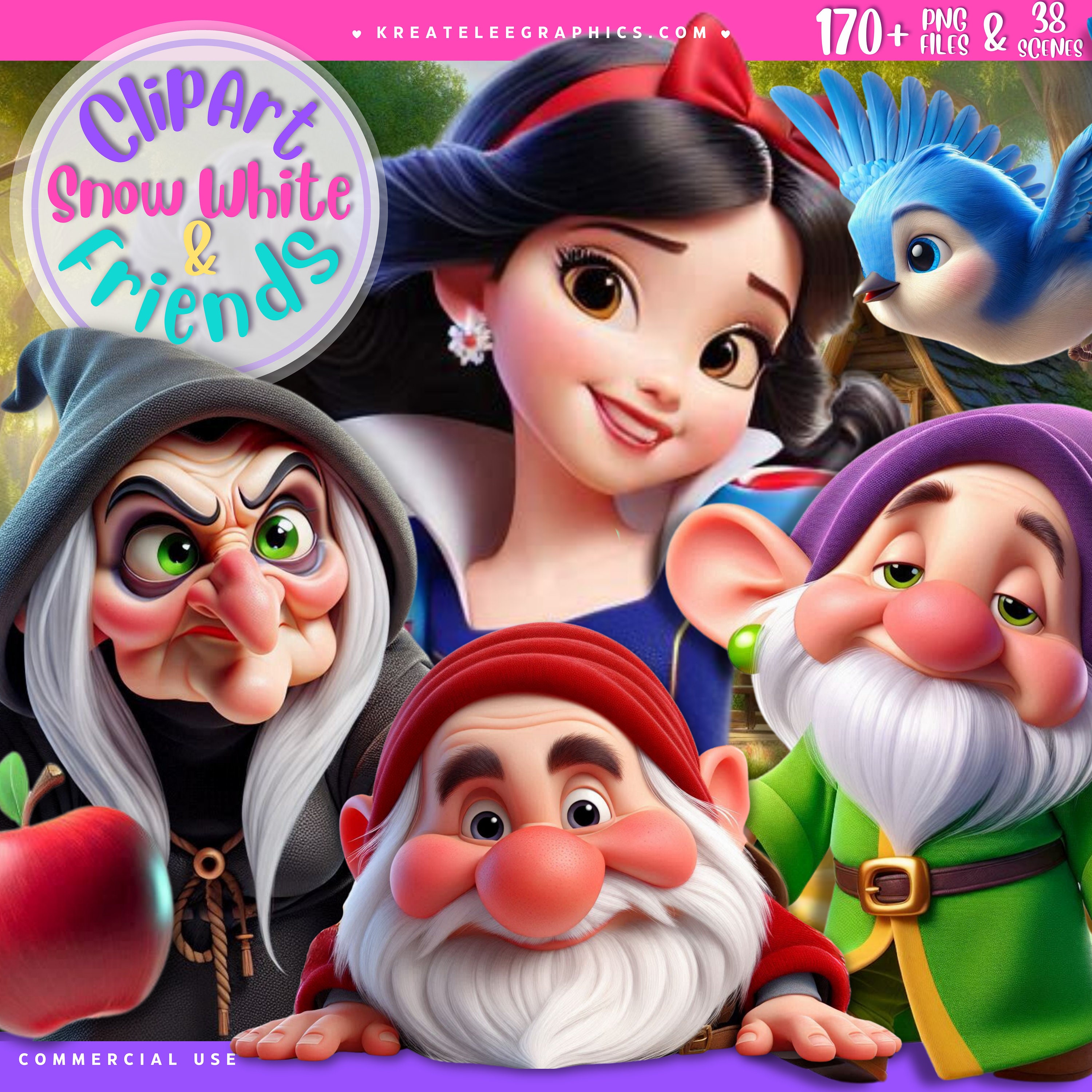 Princess Snow White Clipart Commercial Use DIY Gifts & Crafts Plus ...