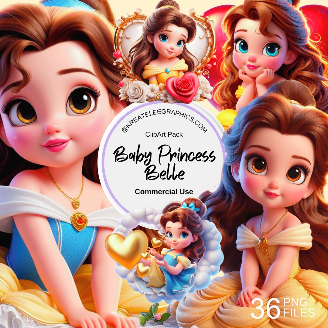 Baby Princess Belle Clipart PNG Full Commercial Use, Fantasy Princess ...