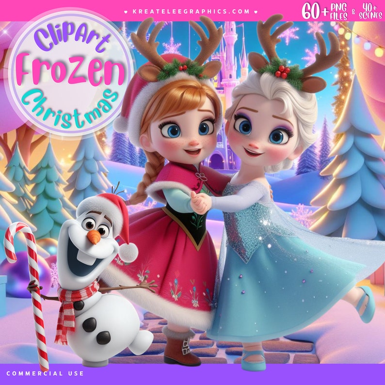 BABY Frozen Princess CHRISTMAS Clipart Plus Scenes Transparent ...