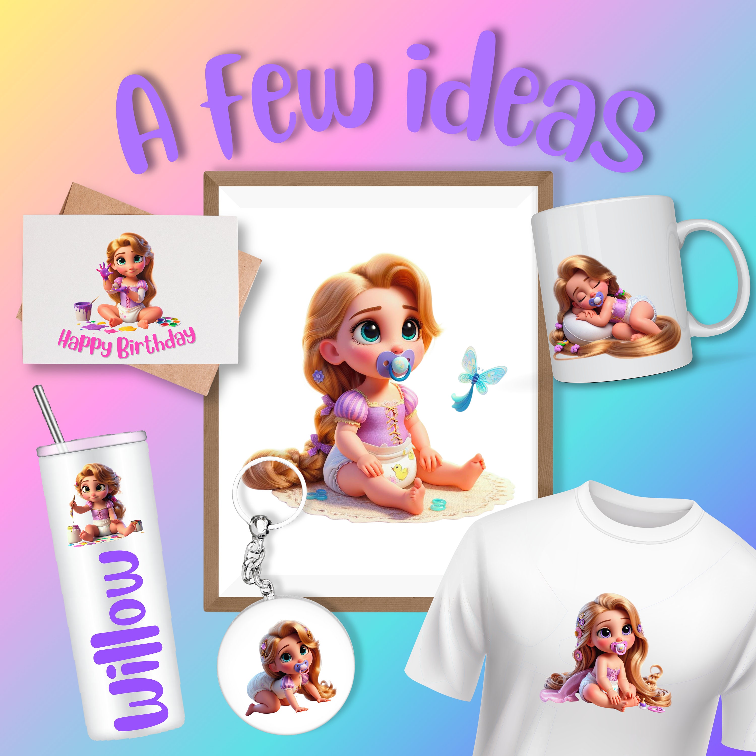 Baby Princess Rapunzel Tangled Party Clipart PNG Full Commercial Use ...