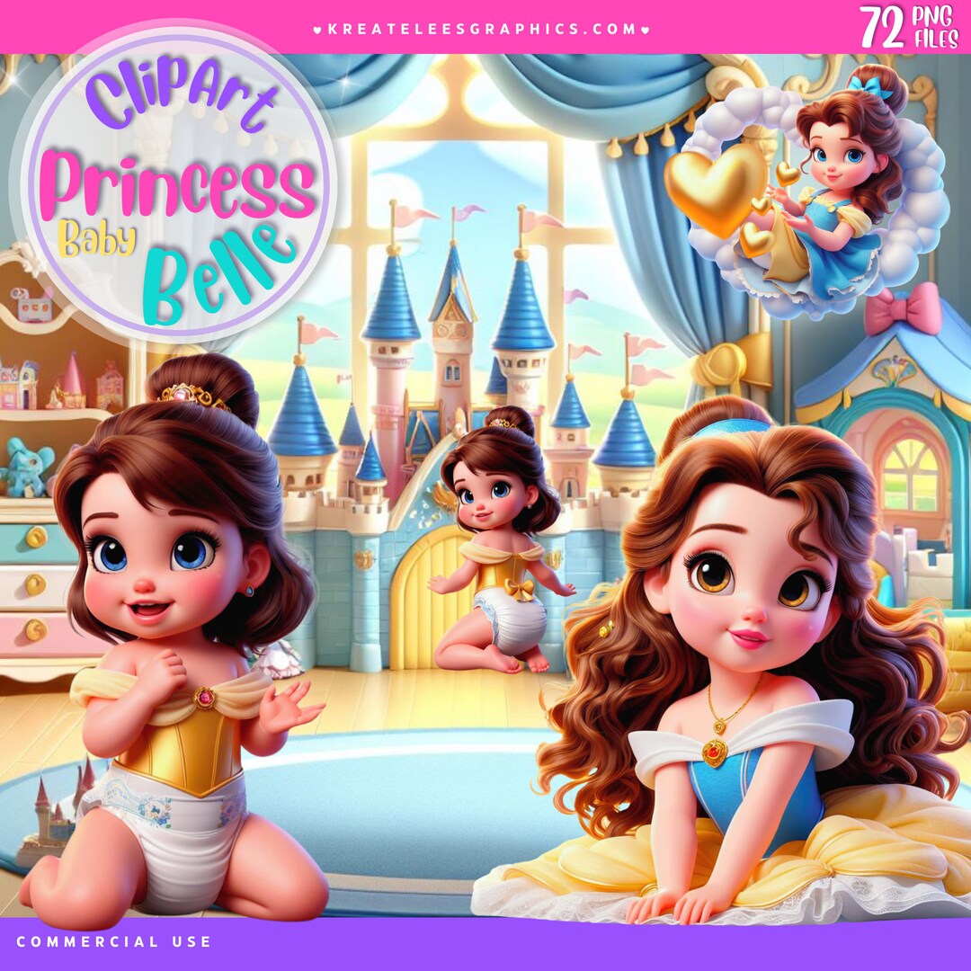Baby Princess Belle Clipart PNG Full Commercial Use, Fantasy Princess ...