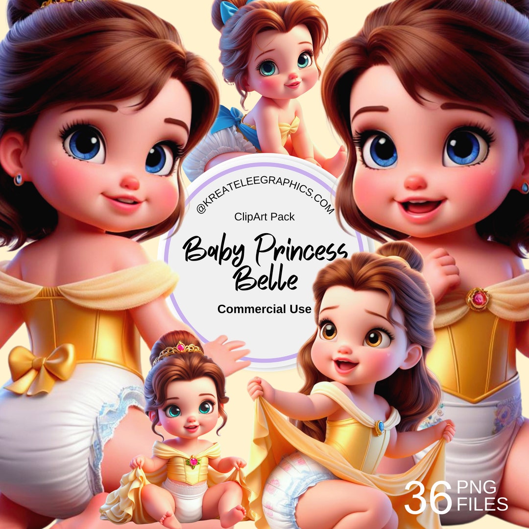 Baby Princess Belle Clipart, PNG, Full Commercial Use, Fantasy Princess ...