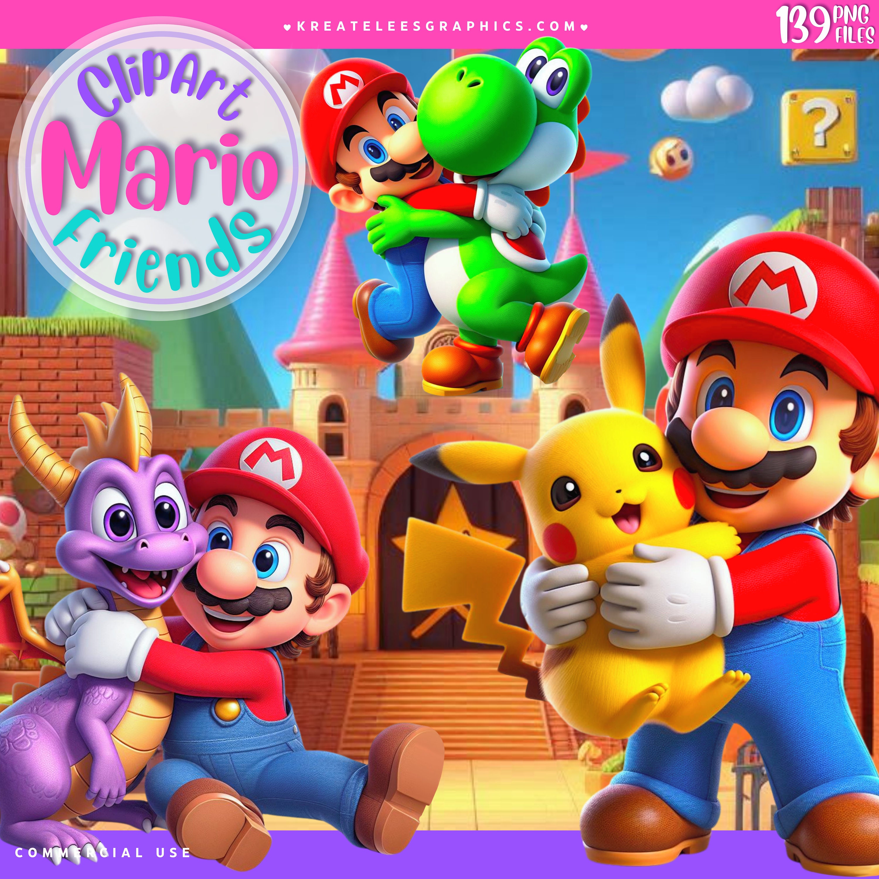Super Mario and Nintendo Friends Clipart PNG Full Commercial Use Clip ...