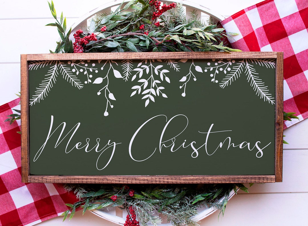 Merry Christmas - Rustic, Farmhouse, Handmade and Hand Painted, Festive ...