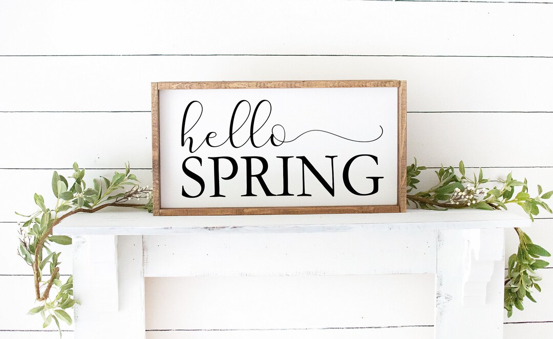 Hello Spring - Rustic, Farmhouse, Handmade and Hand Painted Wood Sign ...