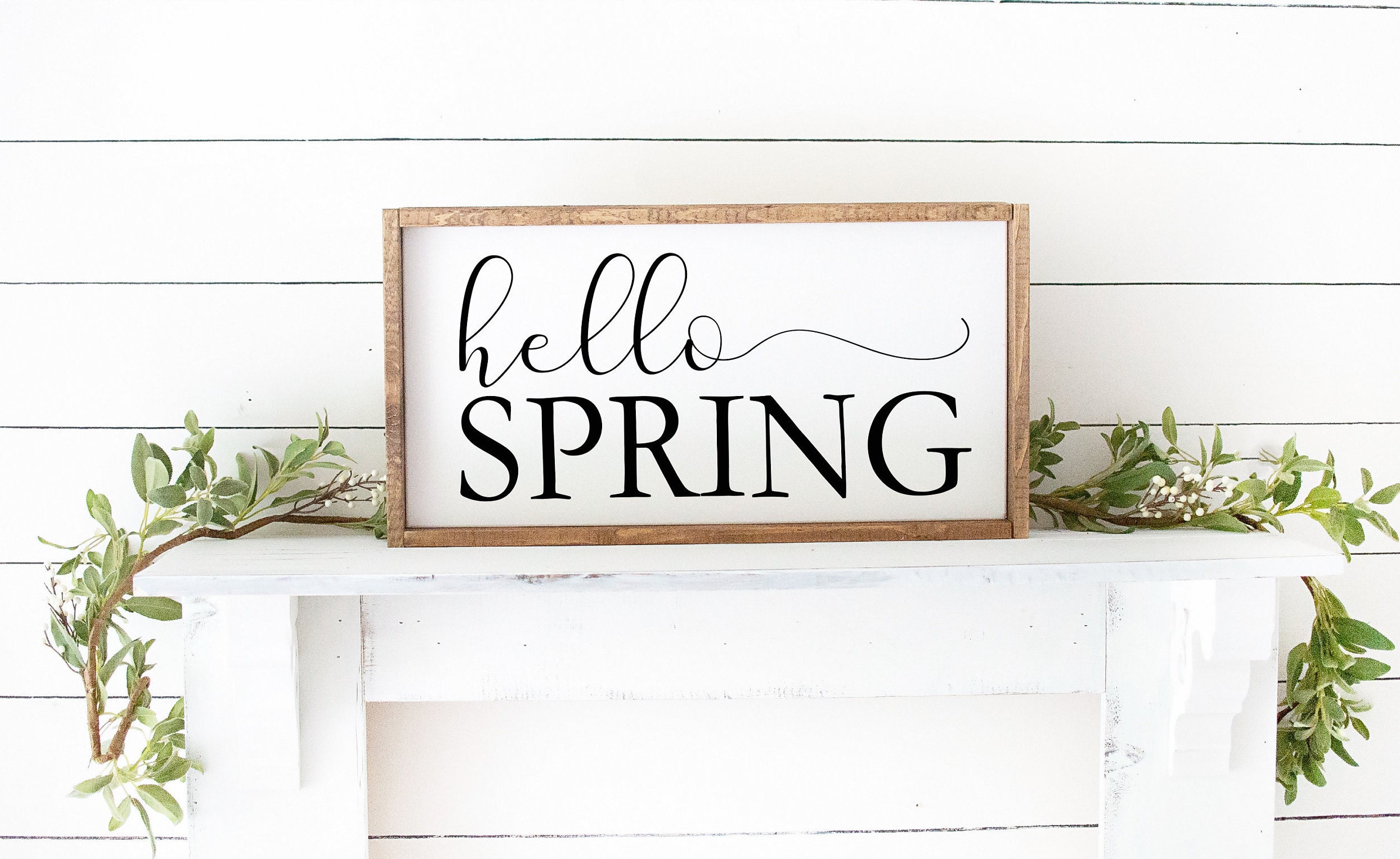 Hello Spring - Rustic, Farmhouse, Handmade and Hand Painted Wood Sign ...