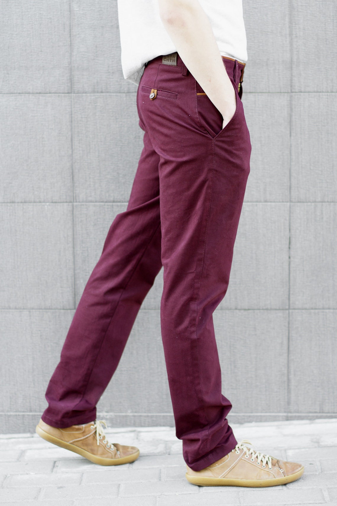 Wine Red Chinos Limited Edition Burgundy Chinos Business - Etsy
