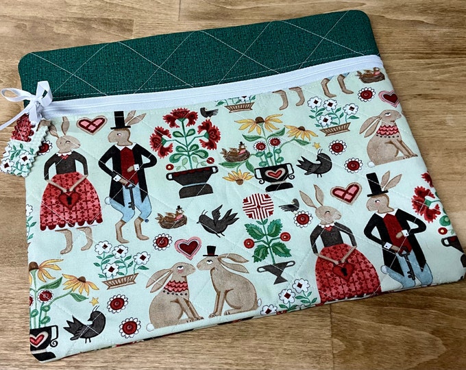 Quilted Cross Stitch Project Bag 13" X 11" Teresa Kogut Hophop Bunnies ...