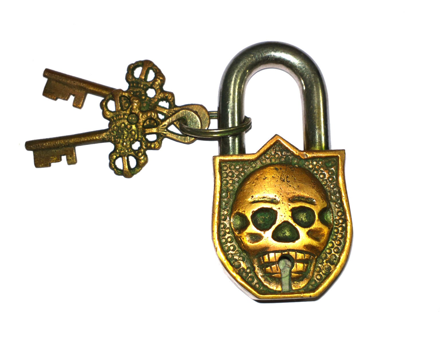 Unusual Vintage Style Padlock Skull Design Padlock Home Decor Brass ...