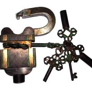 Unusual Brass Made TRICKY PUZZLE Padlock With 6 Keys (with Antique ...