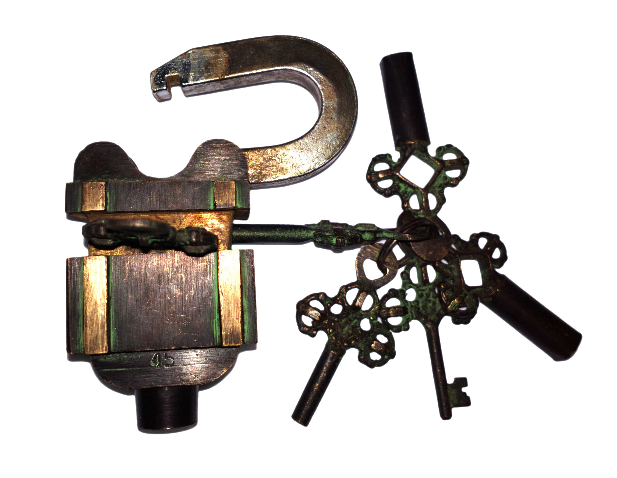 Unusual Brass Made TRICKY PUZZLE Padlock With 6 Keys (with Antique ...