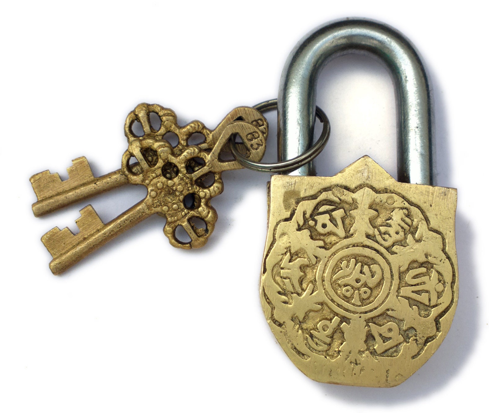Unusual Vintage Style Padlock Power Nepali Ashtam Padlock With Om Home ...