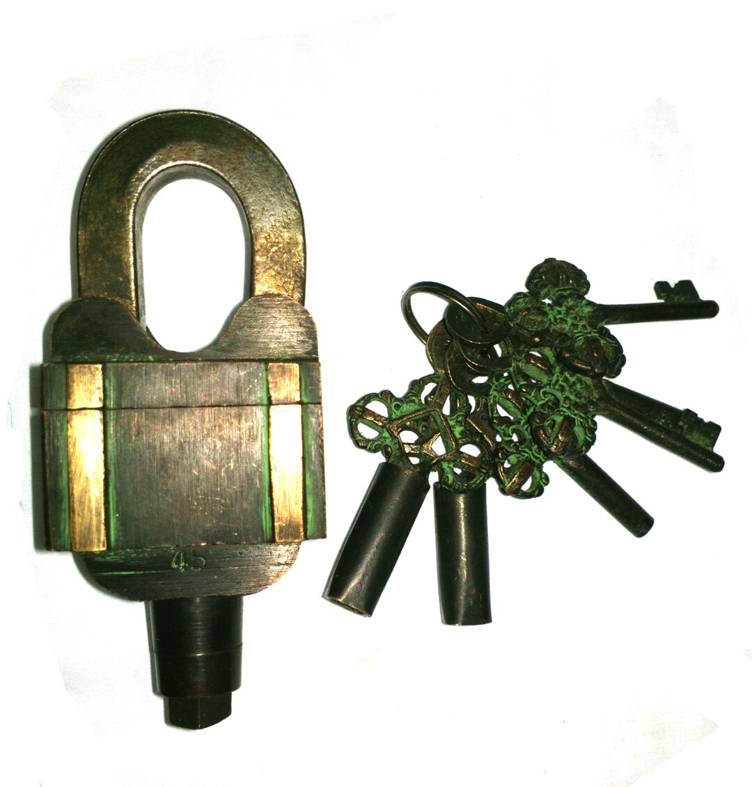 Unusual Brass Made TRICKY PUZZLE Padlock With 6 Keys (with Antique ...