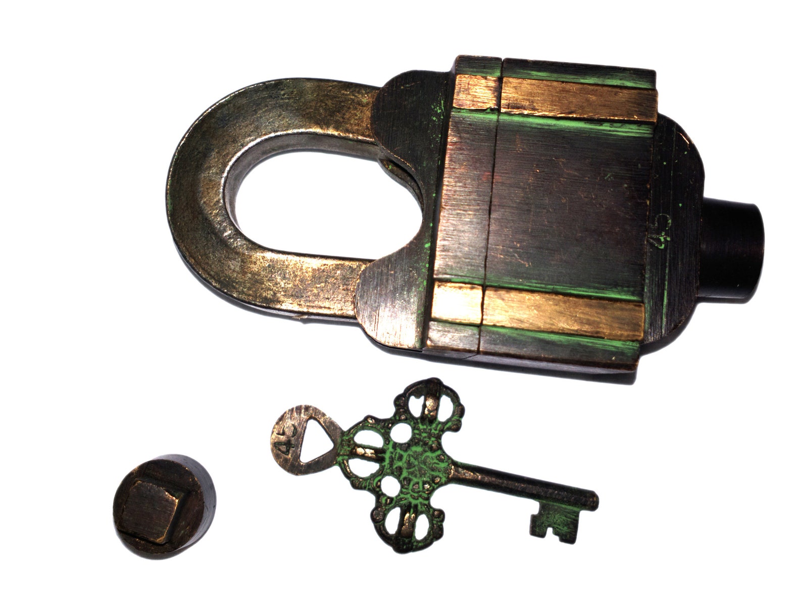 Unusual Brass Made TRICKY PUZZLE Padlock With 6 Keys (with Antique ...