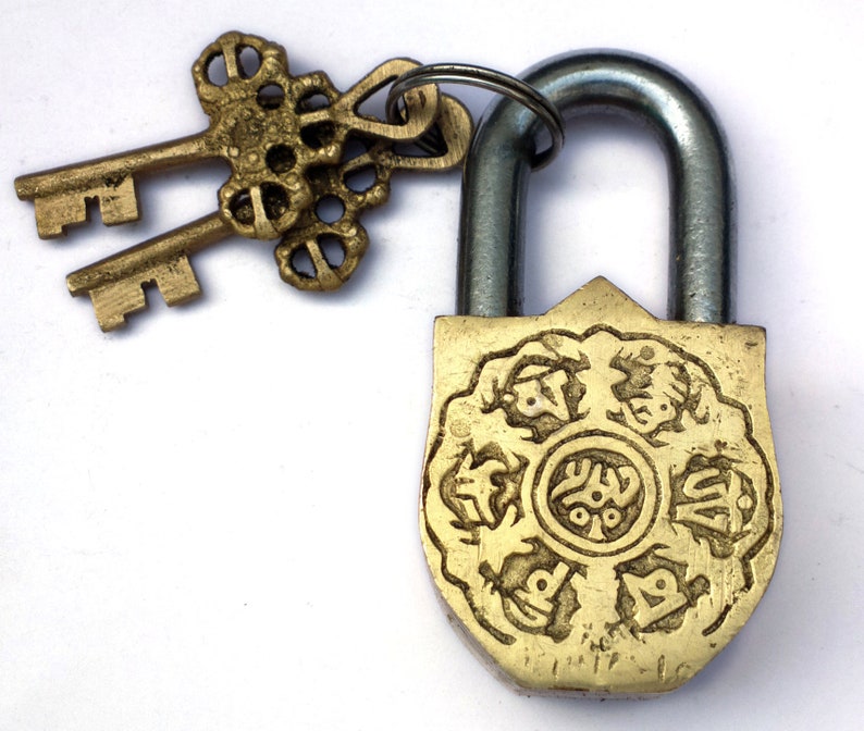 Unusual Vintage Style Padlock Skull Padlock With Om Home Decor Brass ...