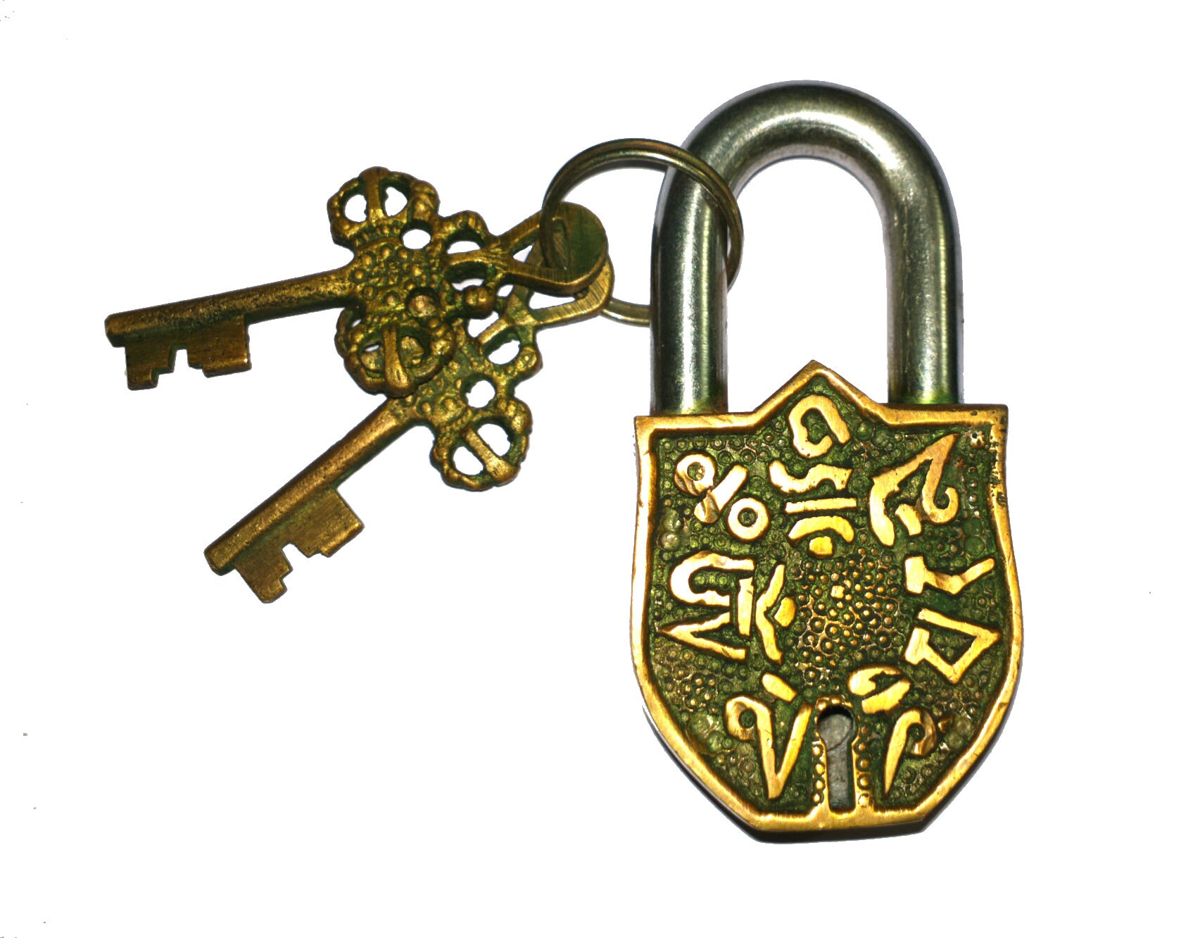 Unusual Vintage Style Lock Tibetan Nepali 7 Holy Alphabets Design ...