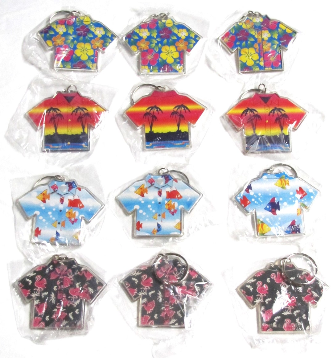 Tropical Shirt Keychains #34747, 12/pk, Luau Party Favor, Luau ...