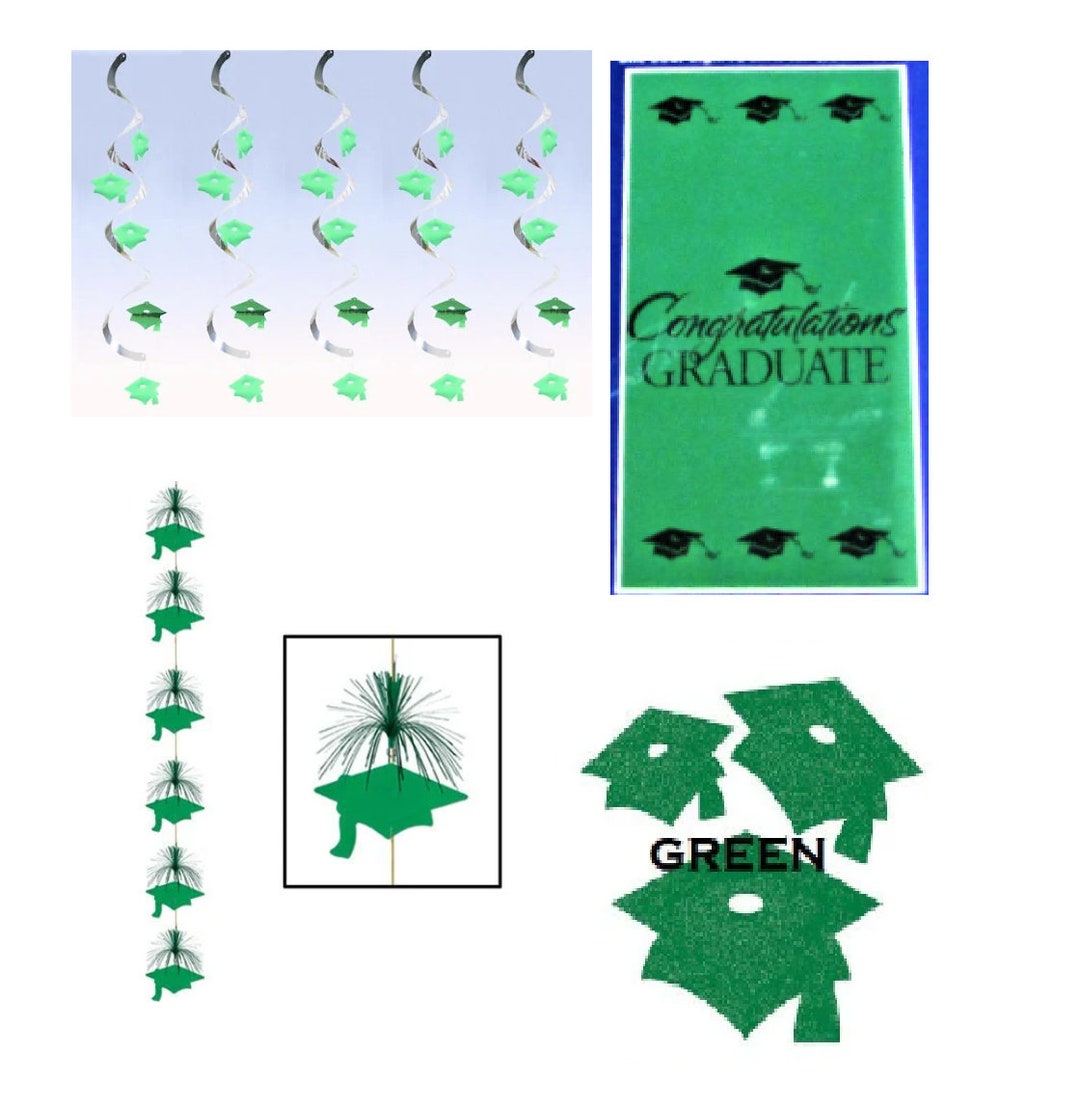 Green Graduation Decorations, Green School Color Graduation, Hanging ...