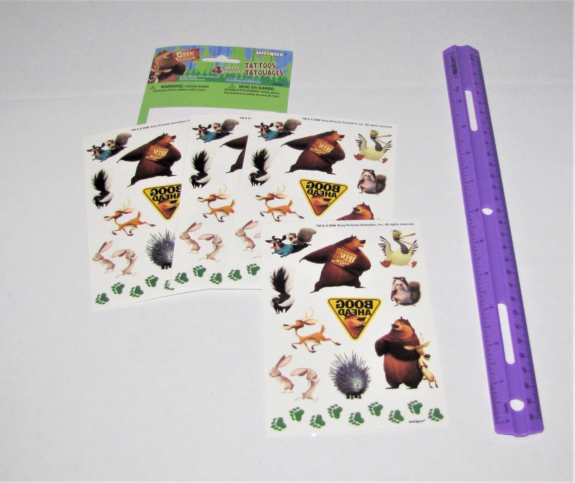 Open Season Temporary Tattoos Party Favor 21081 4 Sheets per | Etsy