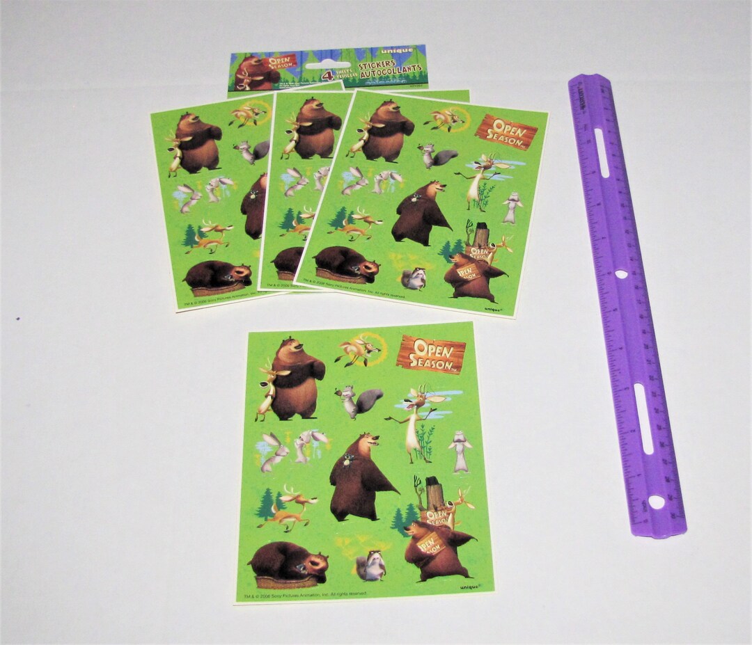 Open Season Stickers Party Favor #21067, 4 Sheets per Pack - Etsy