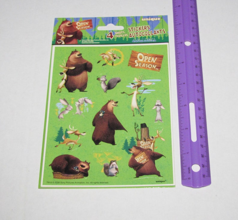 Open Season Stickers Party Favor 21067 4 Sheets per Pack - Etsy
