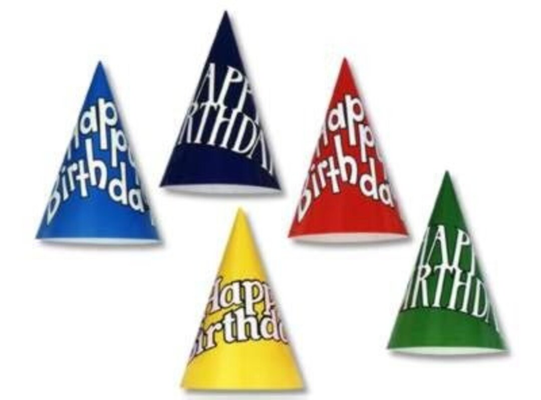 Happy Birthday Cone Hats 66985, Choose From Green Hat, Blue Hat, Purple ...