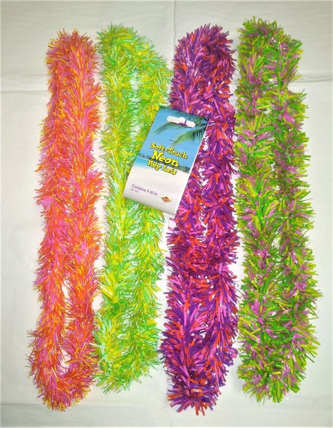 Soft Touch Neon Poly Leis #66346-4pk, Luau Party Leis - Etsy
