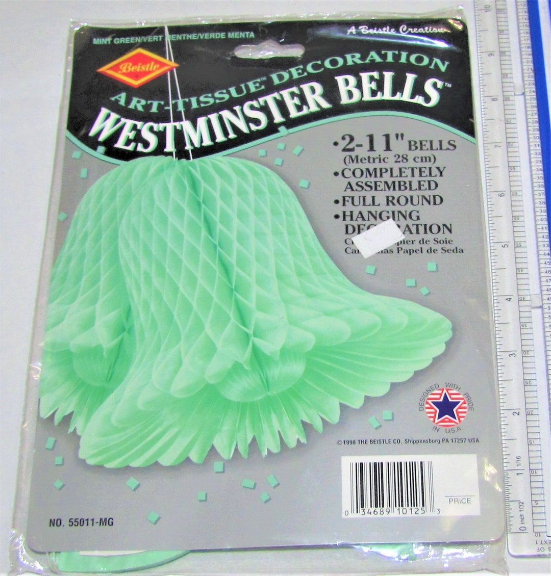 11 Tissue Honeycomb Mint Green Bells 2/pk, 11 Inch, 55011mg, Mint Green ...