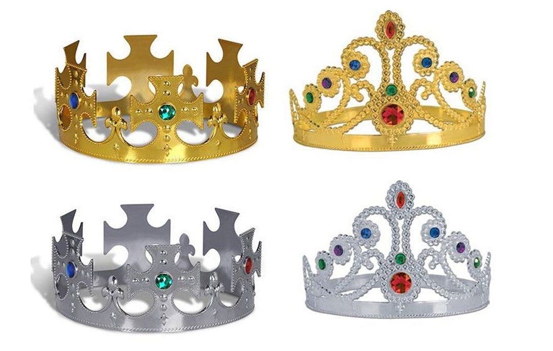 Silver King Crown 60250s, Silver Queen Tiara 60251s, Gold King Crown ...