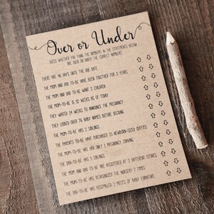 Editable Over or Under, Over or Under Baby Shower Game, Baby Shower ...