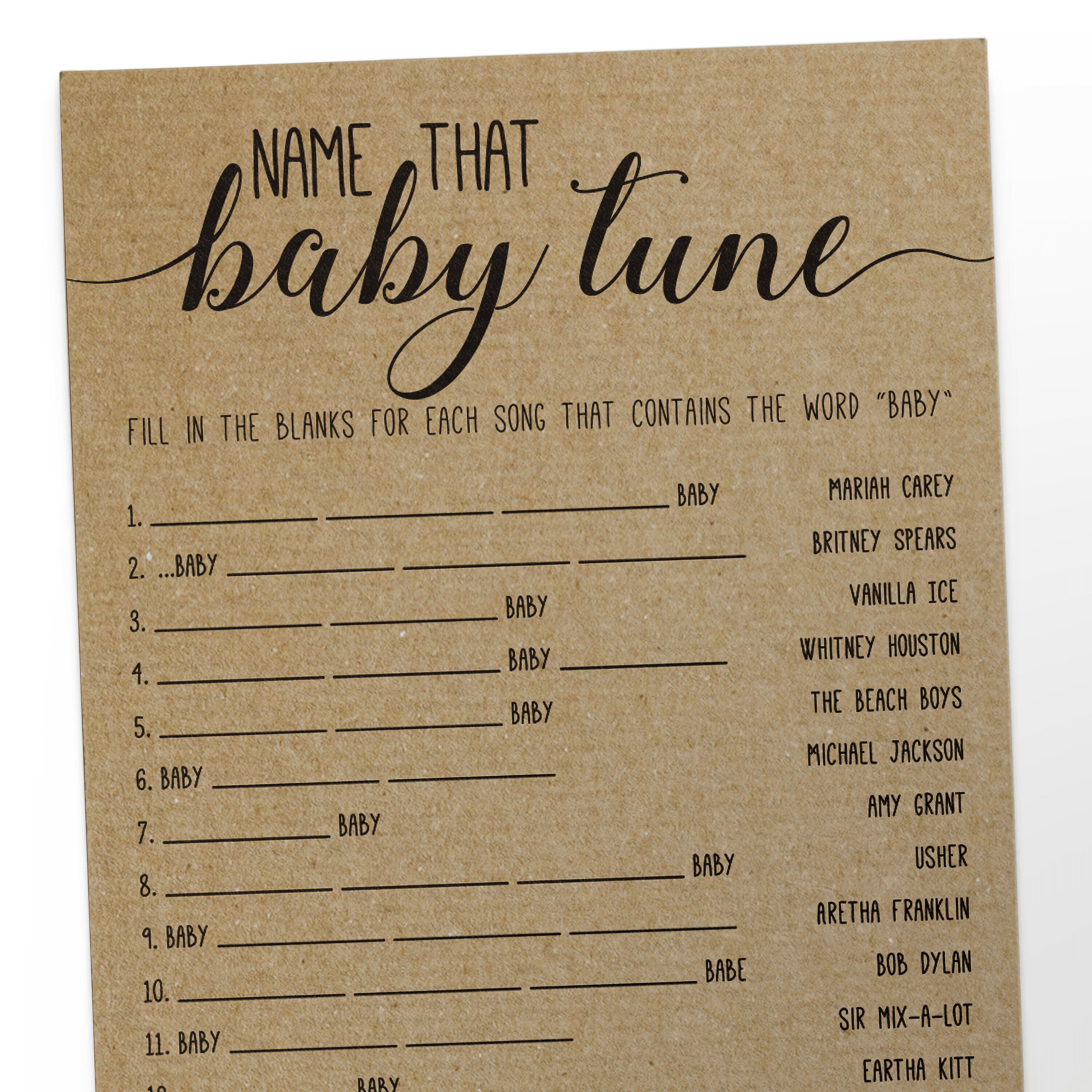 PRINTED Name That Baby Tune . Name the Baby Song. Baby Shower - Etsy